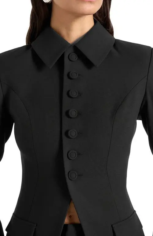 Manière De Voir Harper Tailored Cinch Blazer With Detachable Collar - Black