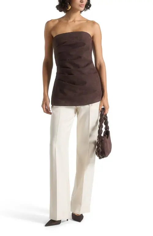 Manière De Voir Laurena Suede Tacked Longline Bandeau Top - Brown