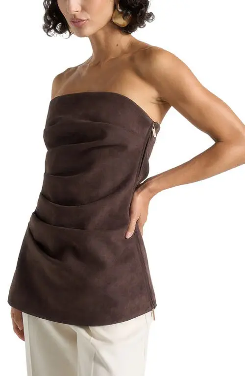 Manière De Voir Laurena Suede Tacked Longline Bandeau Top - Brown