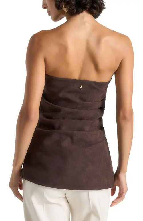 Manière De Voir Laurena Suede Tacked Longline Bandeau Top - Brown