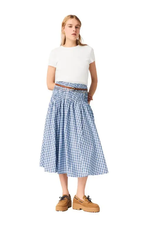 Maje Rhinestone Checked Maxi Skirt