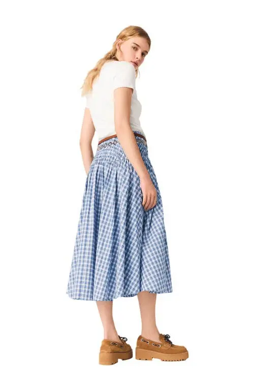 Maje Rhinestone Checked Maxi Skirt