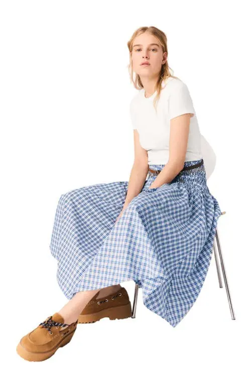 Maje Rhinestone Checked Maxi Skirt