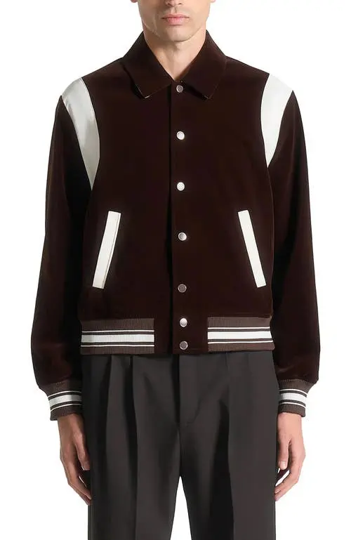 Manière De Voir Velvet & Satin Varsity Jacket