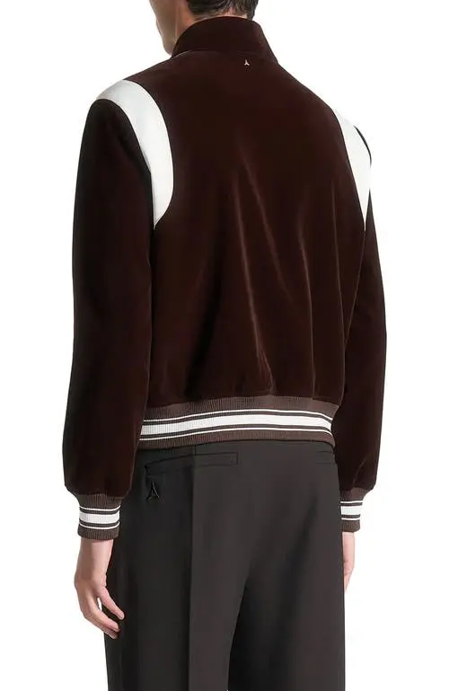 Manière De Voir Velvet & Satin Varsity Jacket