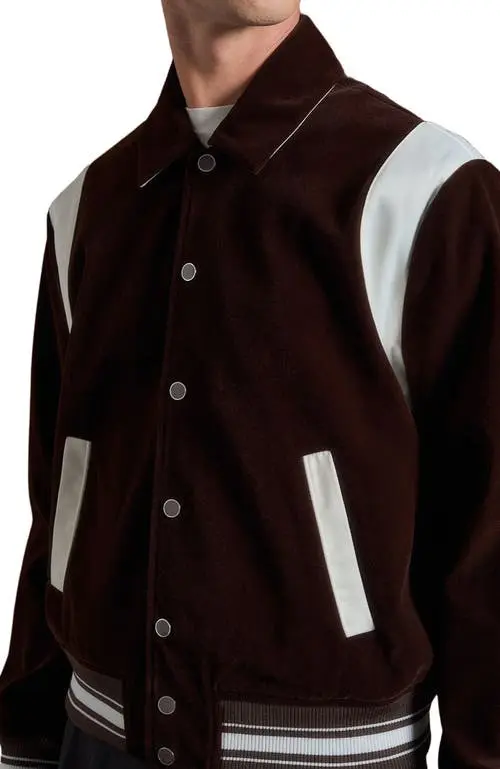 Manière De Voir Velvet & Satin Varsity Jacket