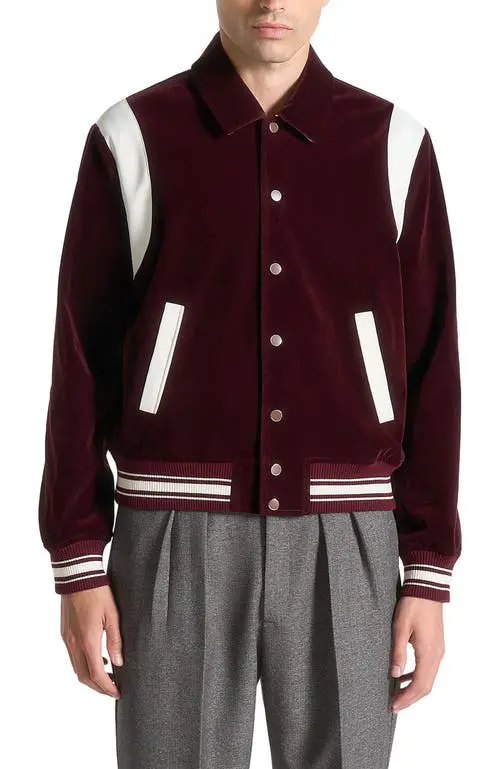 Manière De Voir Velvet & Satin Varsity Jacket