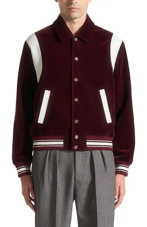 Manière De Voir Velvet & Satin Varsity Jacket