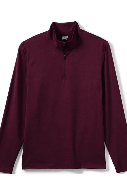 LANDS' END Rapid Dry Space Dye Quarter Zip Pullover Shirt - Burgundy Space Dye