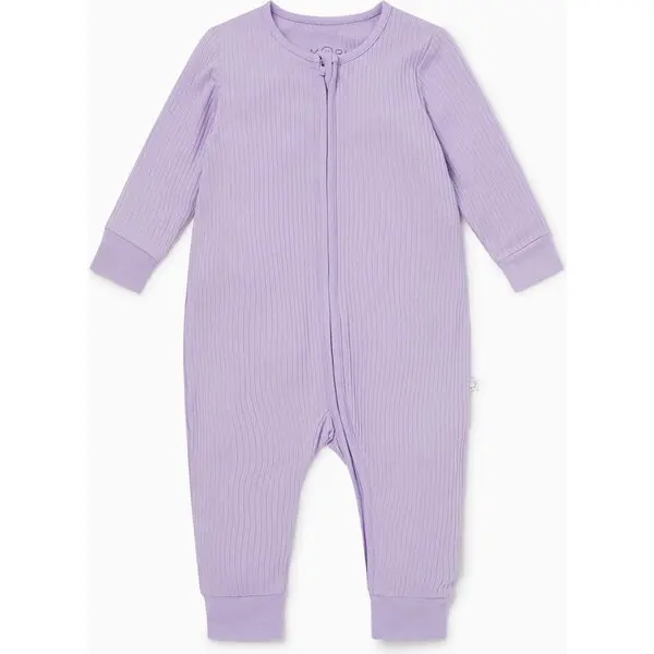 MORI Ribbed Two Way Zip-up Sleepsuit - Lilac