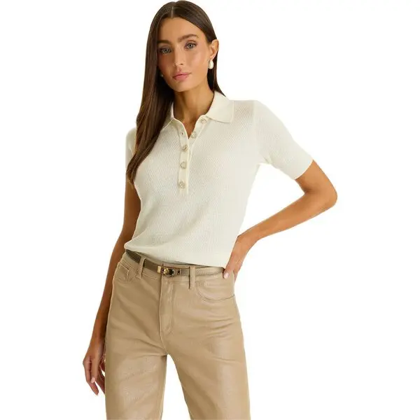 THE NOLI SHOP Leya Rose Polo Shirt - Pearl