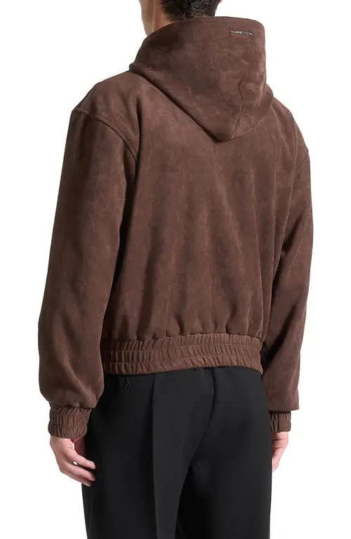Manière De Voir Cropped Suede Hoodie