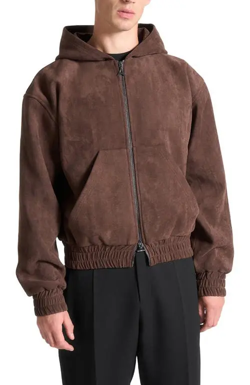 Manière De Voir Cropped Suede Hoodie