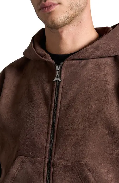Manière De Voir Cropped Suede Hoodie
