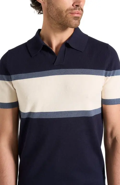 Manière De Voir Enzo Colour Block Polo Top - Navy