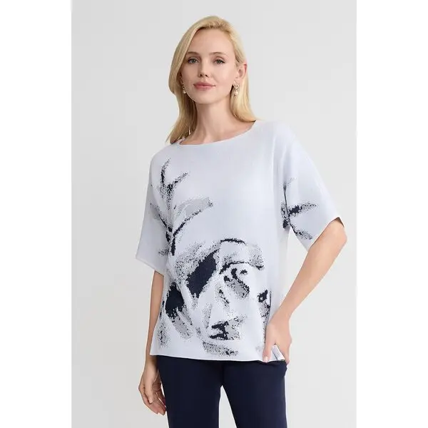 Ming Wang Abstract Print Soft Knit Tunic