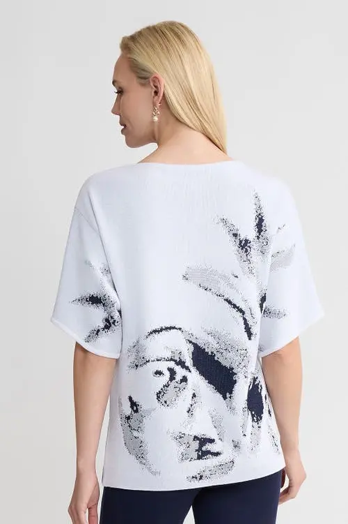 Ming Wang Abstract Print Soft Knit Tunic