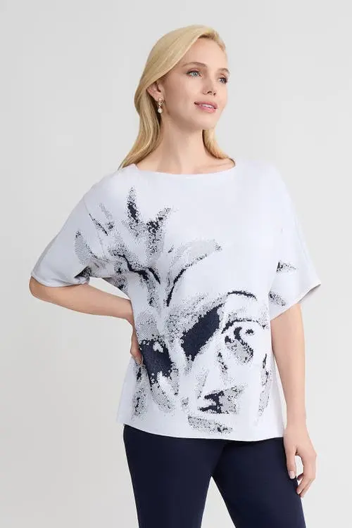 Ming Wang Abstract Print Soft Knit Tunic
