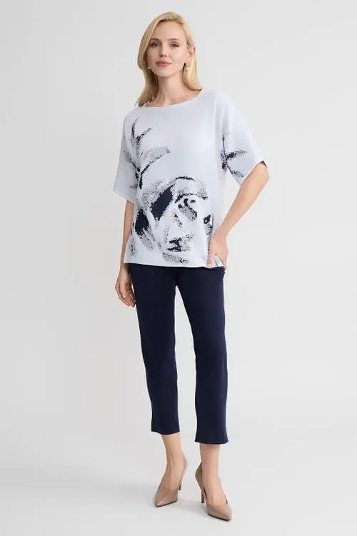 Ming Wang Abstract Print Soft Knit Tunic