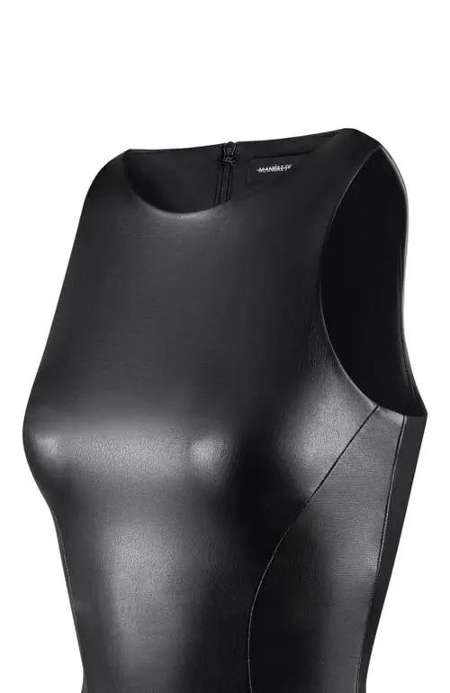 Manière De Voir Ternelle Vegan Leather Racer Neck Bodysuit