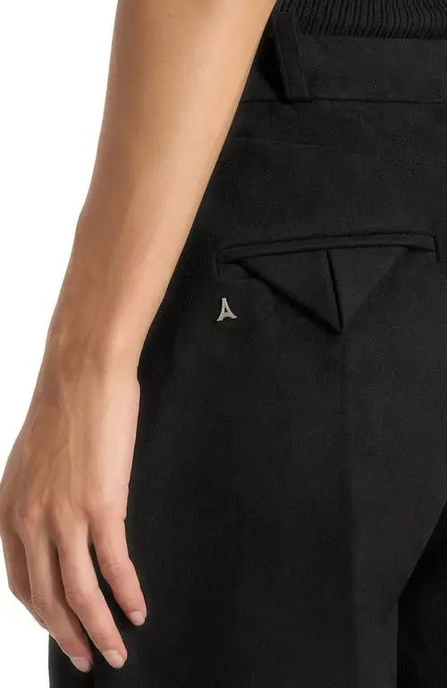 Manière De Voir Solene Suede Wide Leg Pleated Trousers - Black