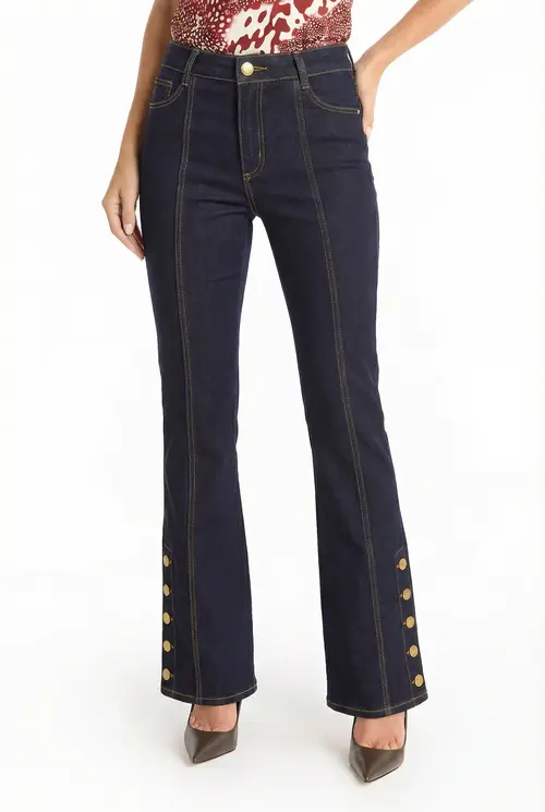 THE NOLI SHOP Veronica Button Jean - Indigo
