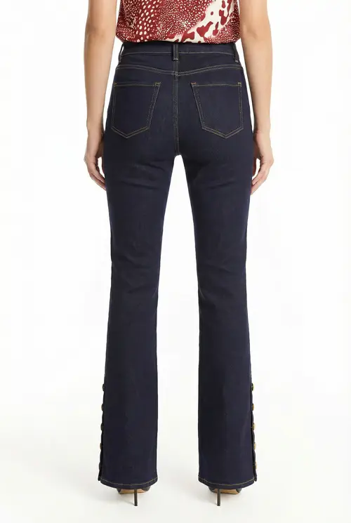 THE NOLI SHOP Veronica Button Flare Jeans - Indigo