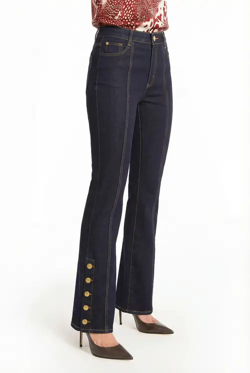 THE NOLI SHOP Veronica Button Flare Jeans - Indigo