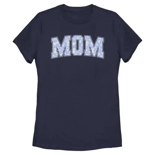Disney Mom Collegiate Pattern Graphic T-shirt - Navy Blue