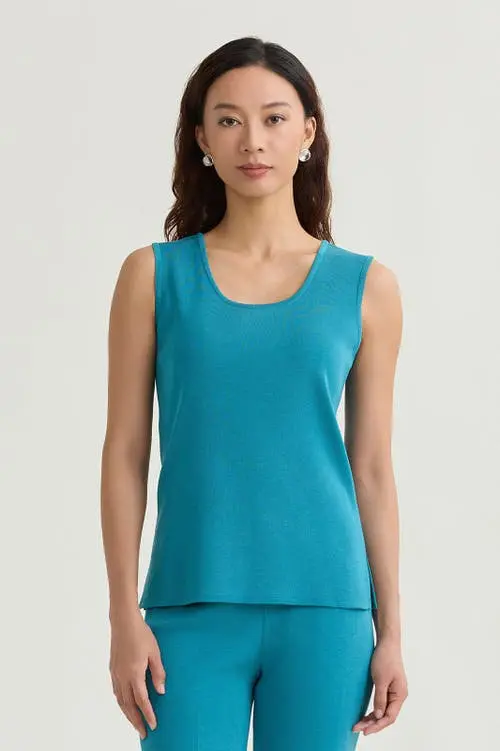 Ming Wang Mid-length Scoop Neck Knit Tank - Nebula