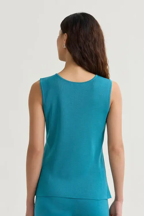 Ming Wang Mid-length Scoop Neck Knit Tank - Nebula