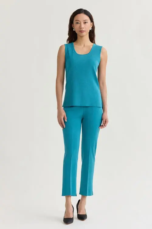 Ming Wang Mid-length Scoop Neck Knit Tank - Nebula