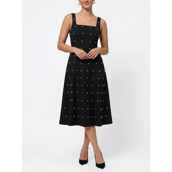 Rachel Rachel Roy Zahra Sleeveless Studded Midi Dress - Black