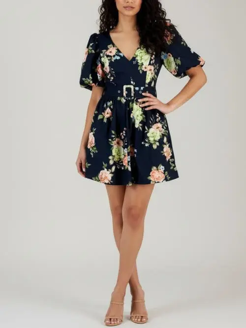 Rachel Rachel Roy Valeria Mini Dress - Navy Bloom