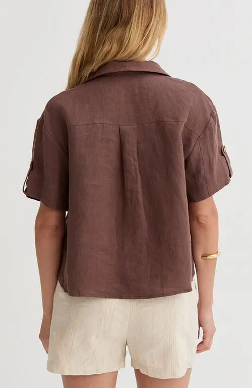 CRESCENT Button-down Linen Top