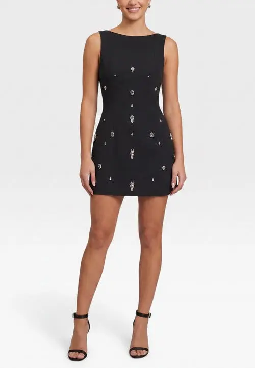 Rachel Rachel Roy Celice High Neck Beaded Mini Dress - Black