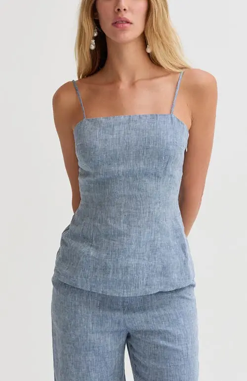 CRESCENT Sleeveless Linen Top - Blue