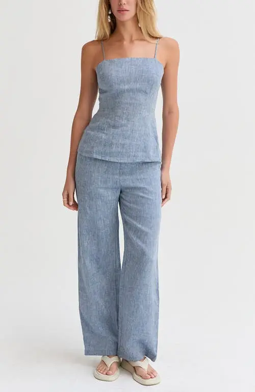 CRESCENT Sleeveless Linen Top - Blue