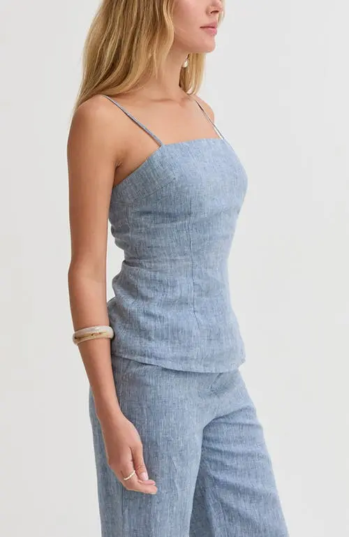 CRESCENT Sleeveless Linen Top - Blue