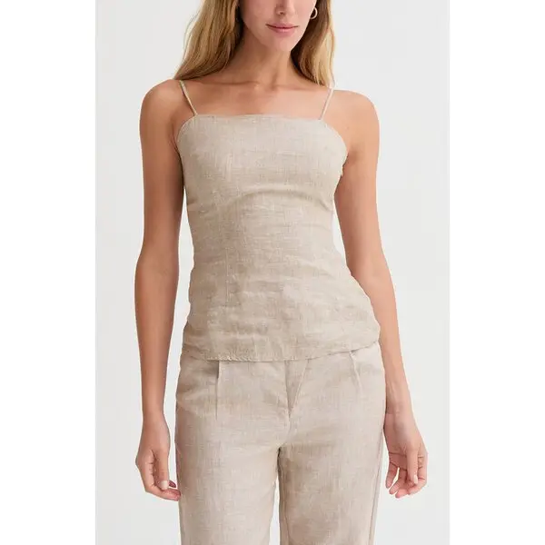 CRESCENT Sleeveless Linen Top - Oatmeal