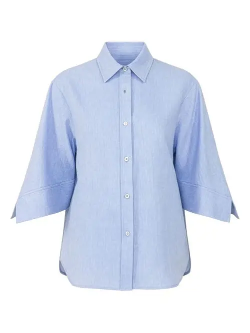CALLAS MILANO Georgie Flared-sleeve Shirt - Pale Blue