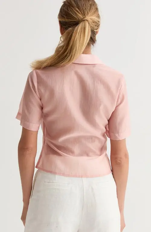 CRESCENT Tencel Blend Button-up Top - Pink