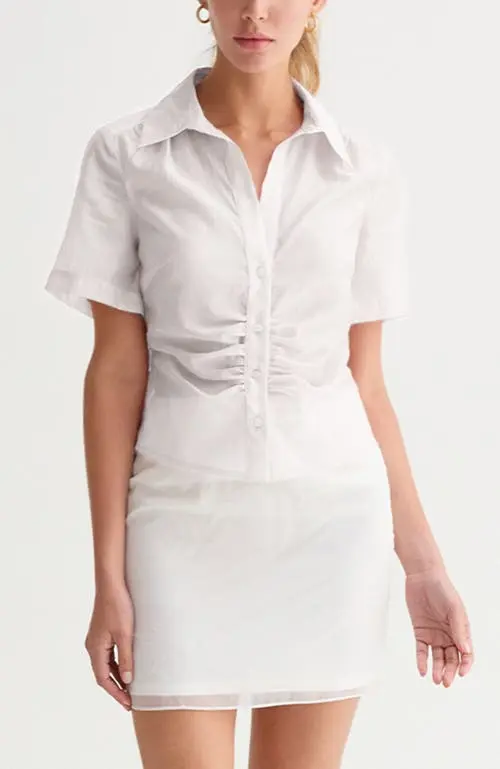 CRESCENT Tencel Blend Button-up Top - White