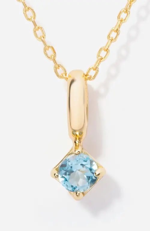 LITTLE SKY STONE Round Birthstone Necklace - Blue Topaz/december