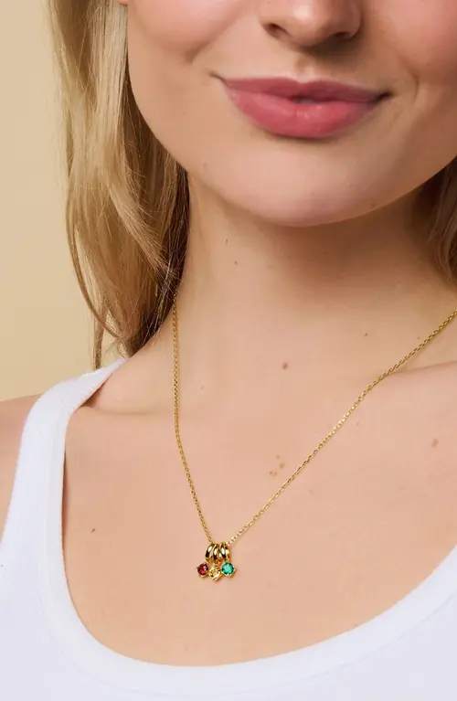 LITTLE SKY STONE Round Birthstone Pendant Necklace - Ruby/july
