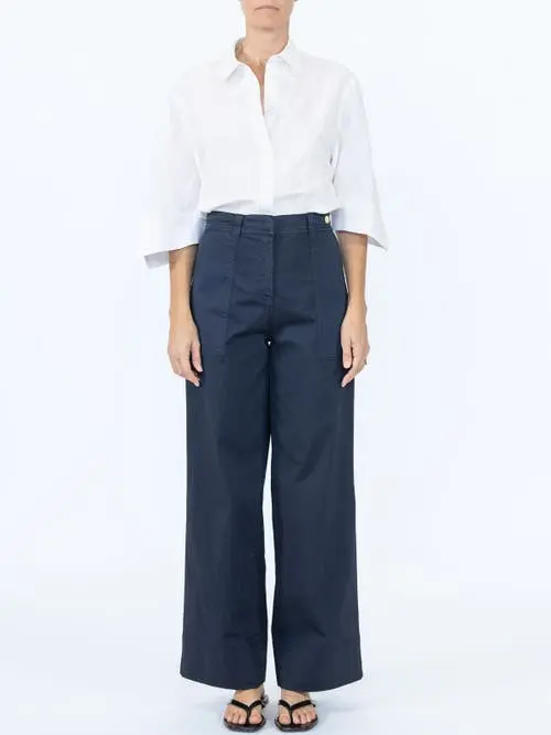CALLAS MILANO Sailor Wide-leg Pants - Navy