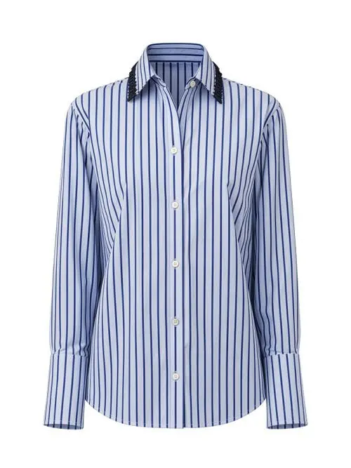 CALLAS MILANO Billie Tasseled Shirt - Blue/navy Tassels