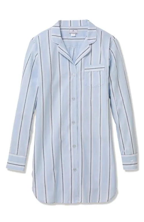 PETITE PLUME Coastal Stripe Cotton Twill Nightshirt