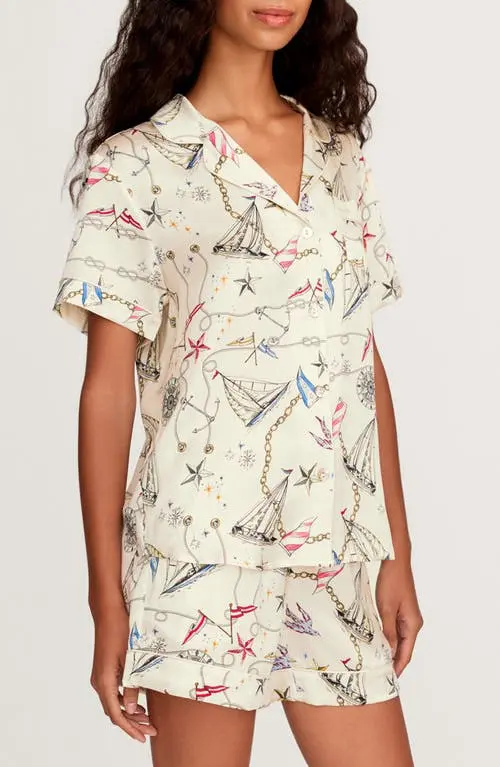 PETITE PLUME Regatta Royale Mulberry Silk Short Pajamas