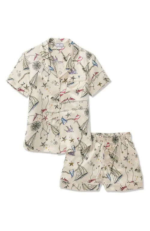 PETITE PLUME Regatta Royale Mulberry Silk Short Pajamas